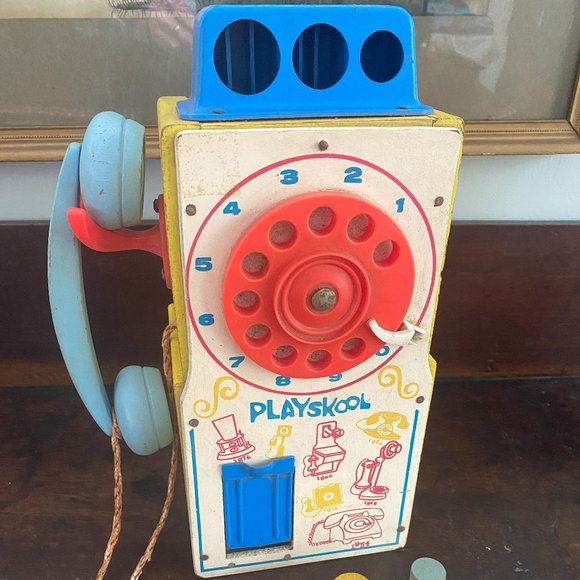 Playskool | Toys | Playskool Play And Pay Phone Vintage Wooden Toy ...